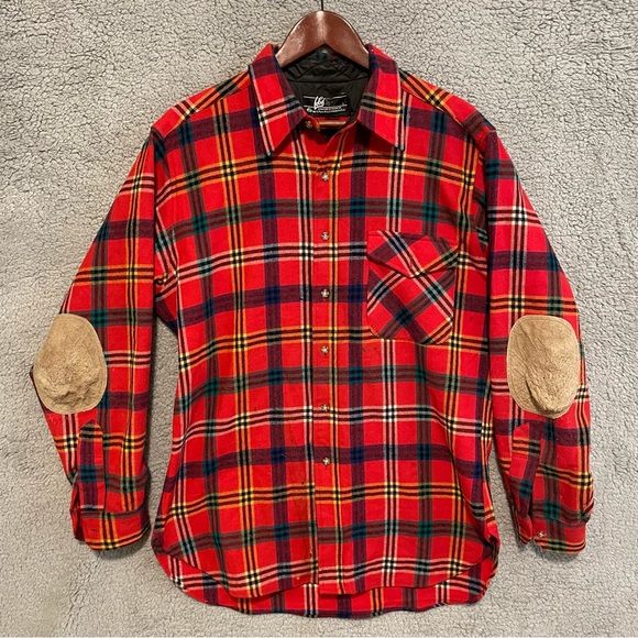 Pendleton | Shirts | Vtg Lobo Pendleton Trail Shirt Mens L Red Plaid Wool Made In Usa Flannel ...